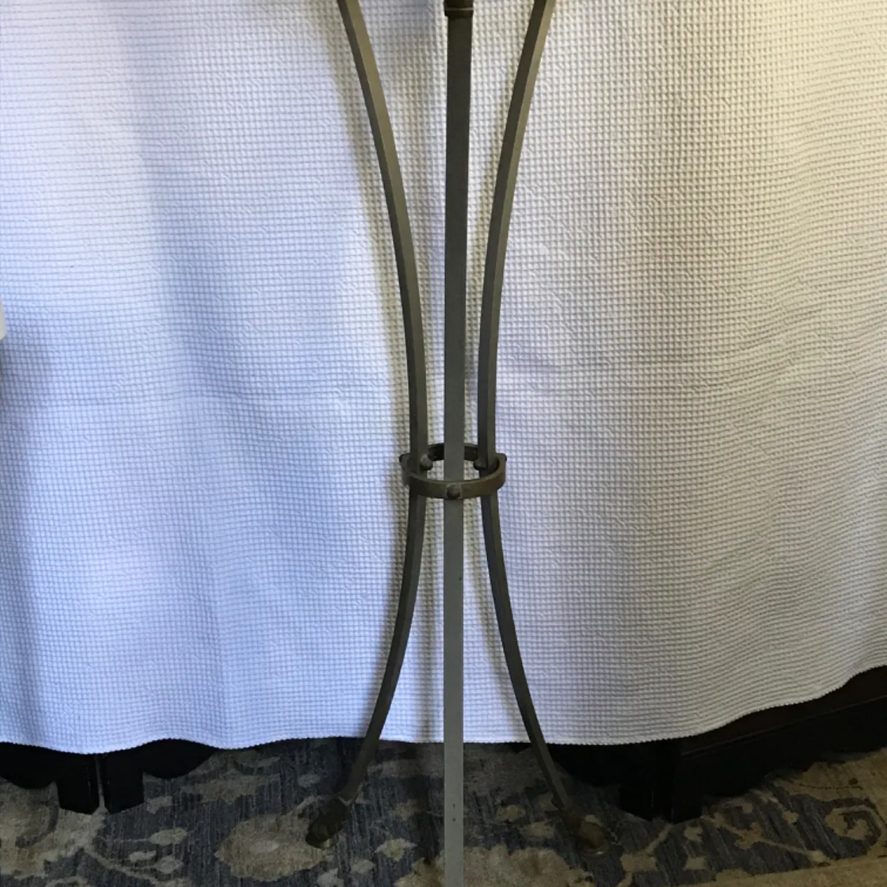 1920s Bronze Ram head stand with glass top. Heavy tall small table/stand